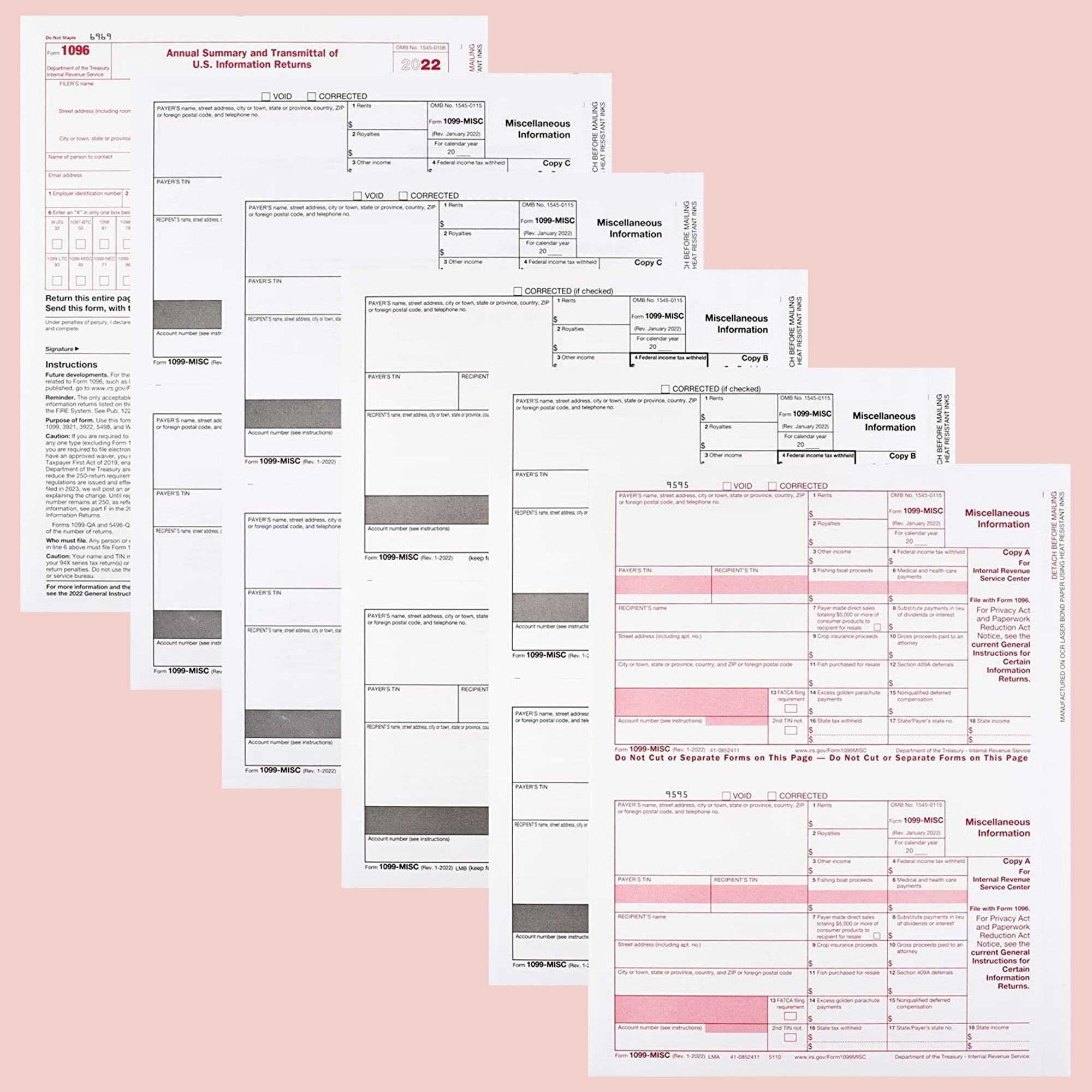 1099 MISC 5 PART FORMS KIT FOR 25 RECIPIENTS [NO ENVELOPES] – dutymark